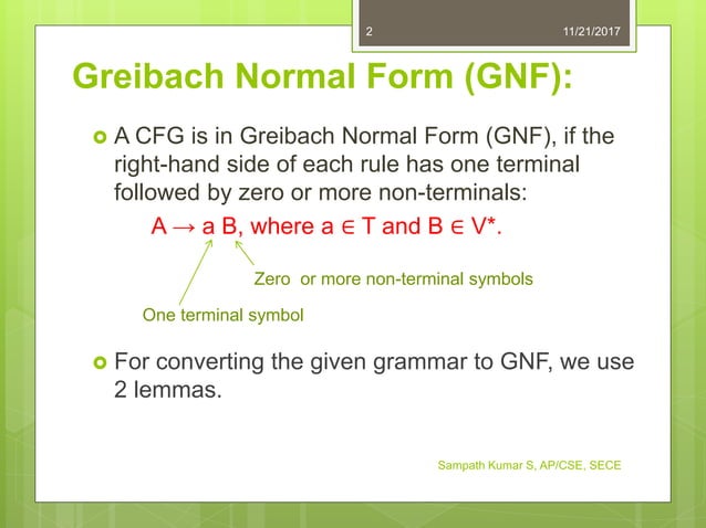 2.8 normal forms gnf & problems | PPTX | Programming Languages | Computing