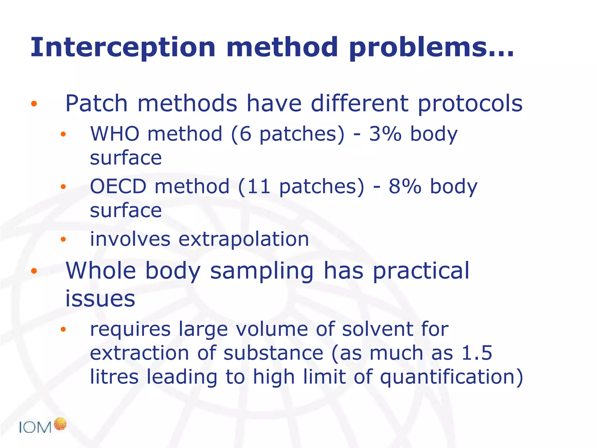 Measurement of dermal exposure - principles and methods | PPTX
