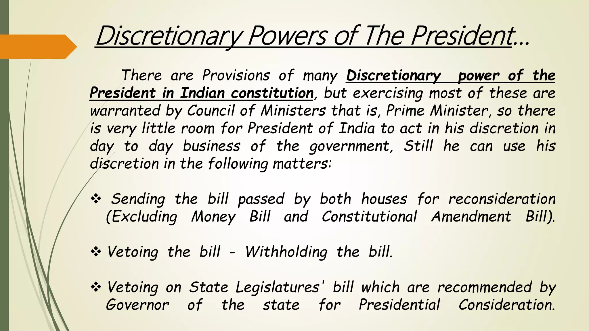 2. discretionary powers of the president and the governor -- group ii | PPT