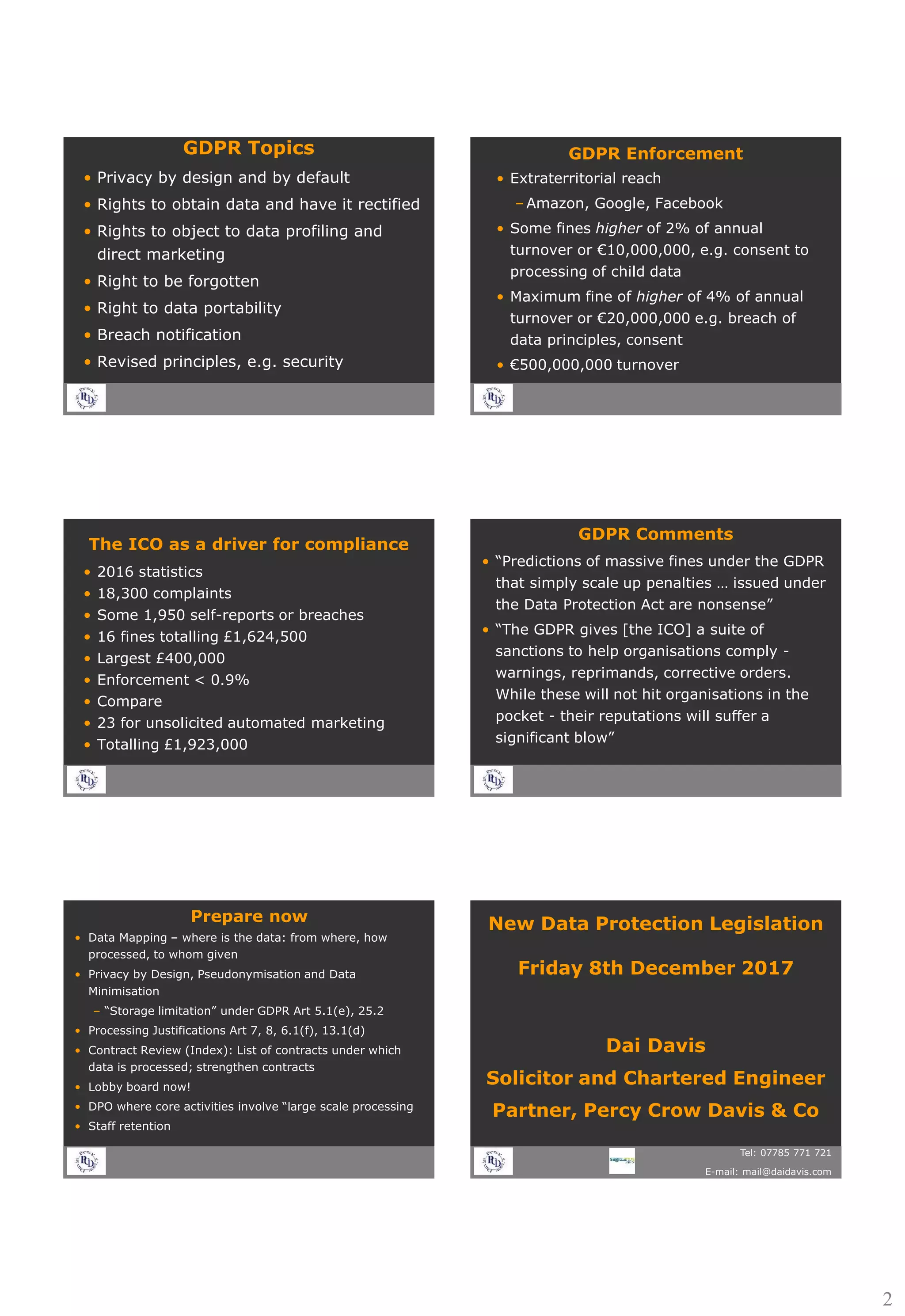 Dai Davies - GDPR Presentation | PDF