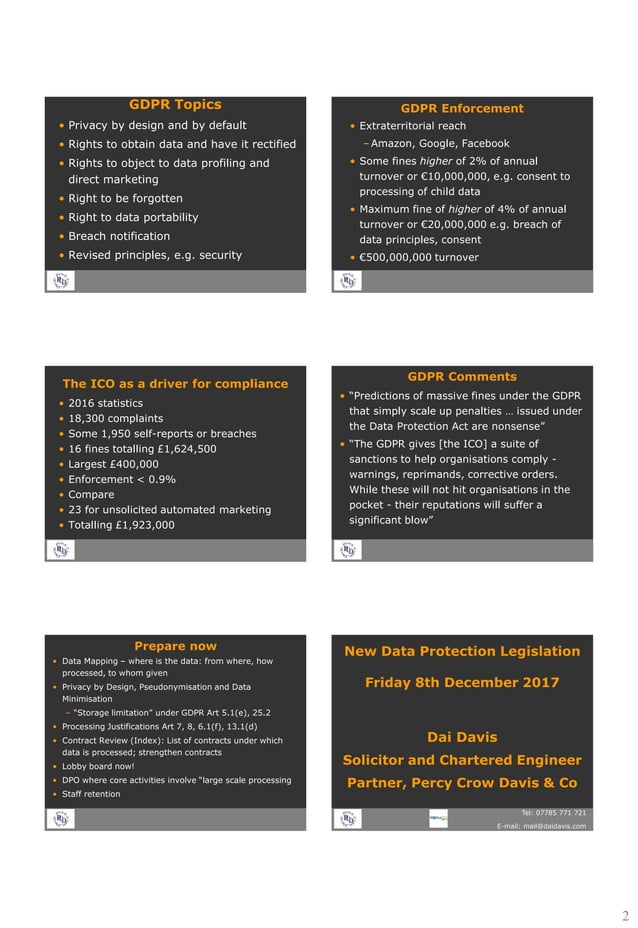 Dai Davies - GDPR Presentation | PDF