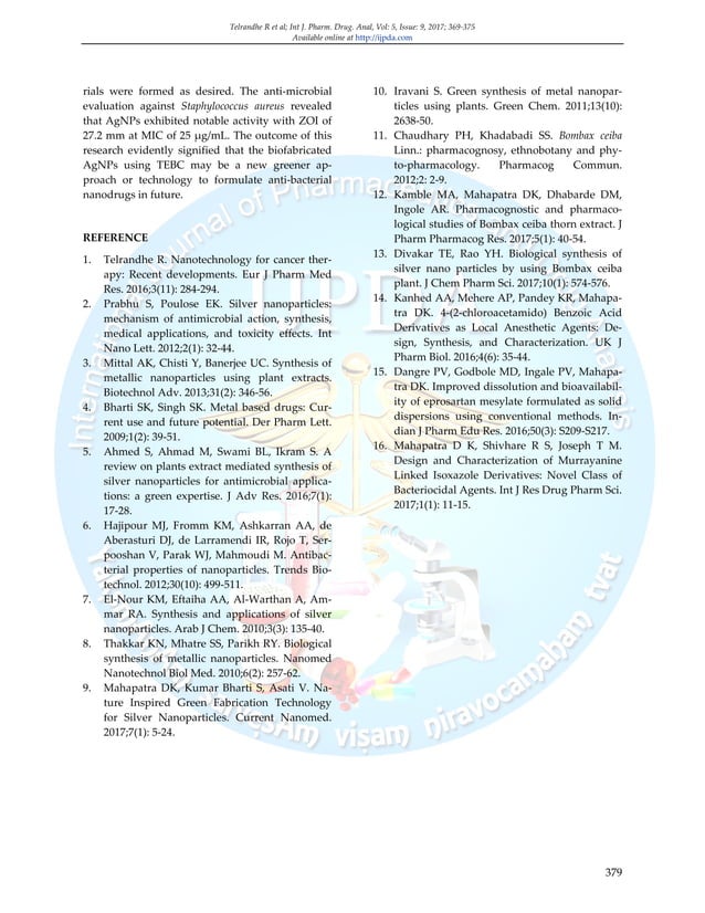 Bombax ceiba thorn extract mediated synthesis of silver nanoparticles, evaluation of anti ...