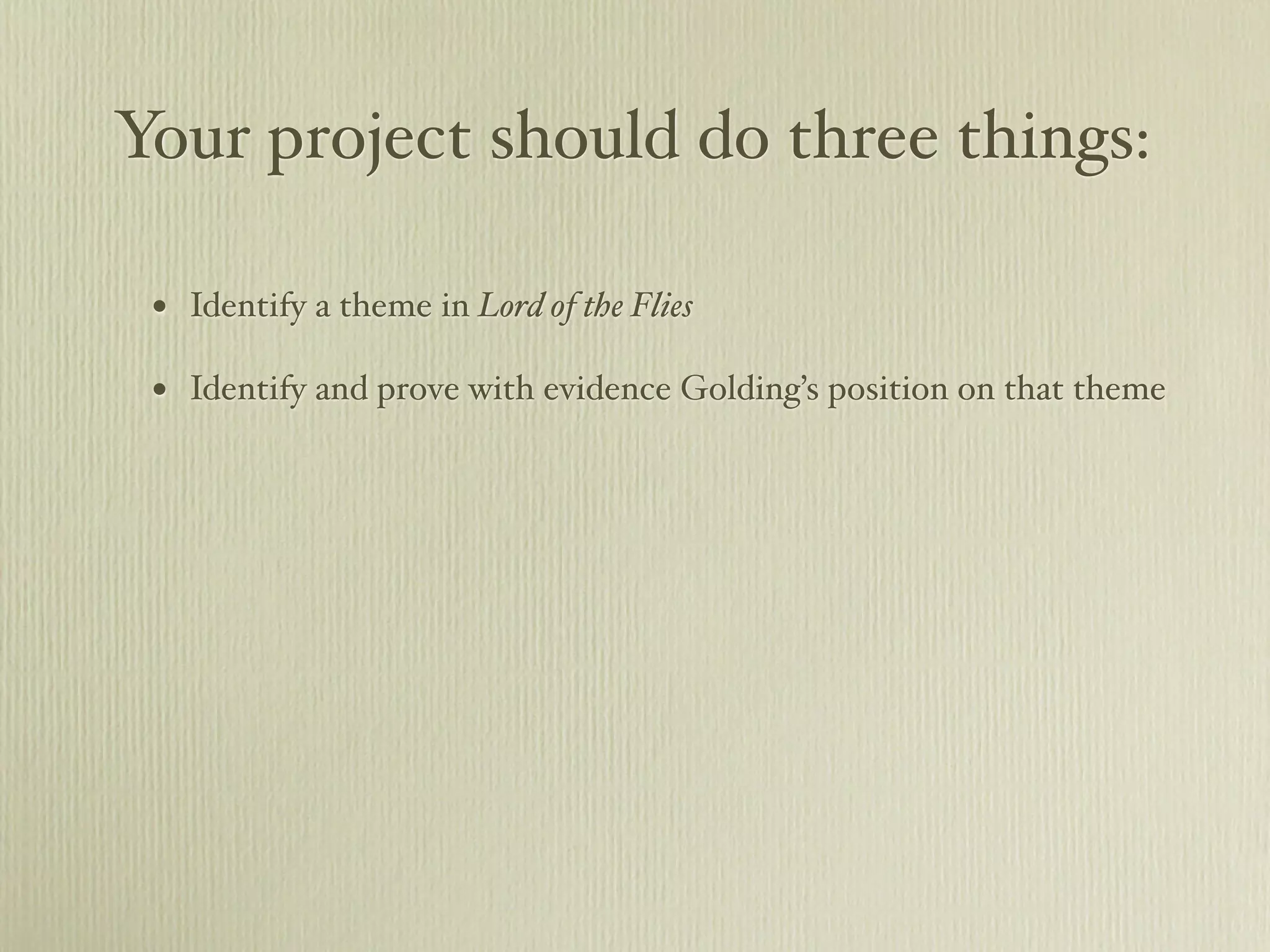 Lord of the Flies Final Project | KEY