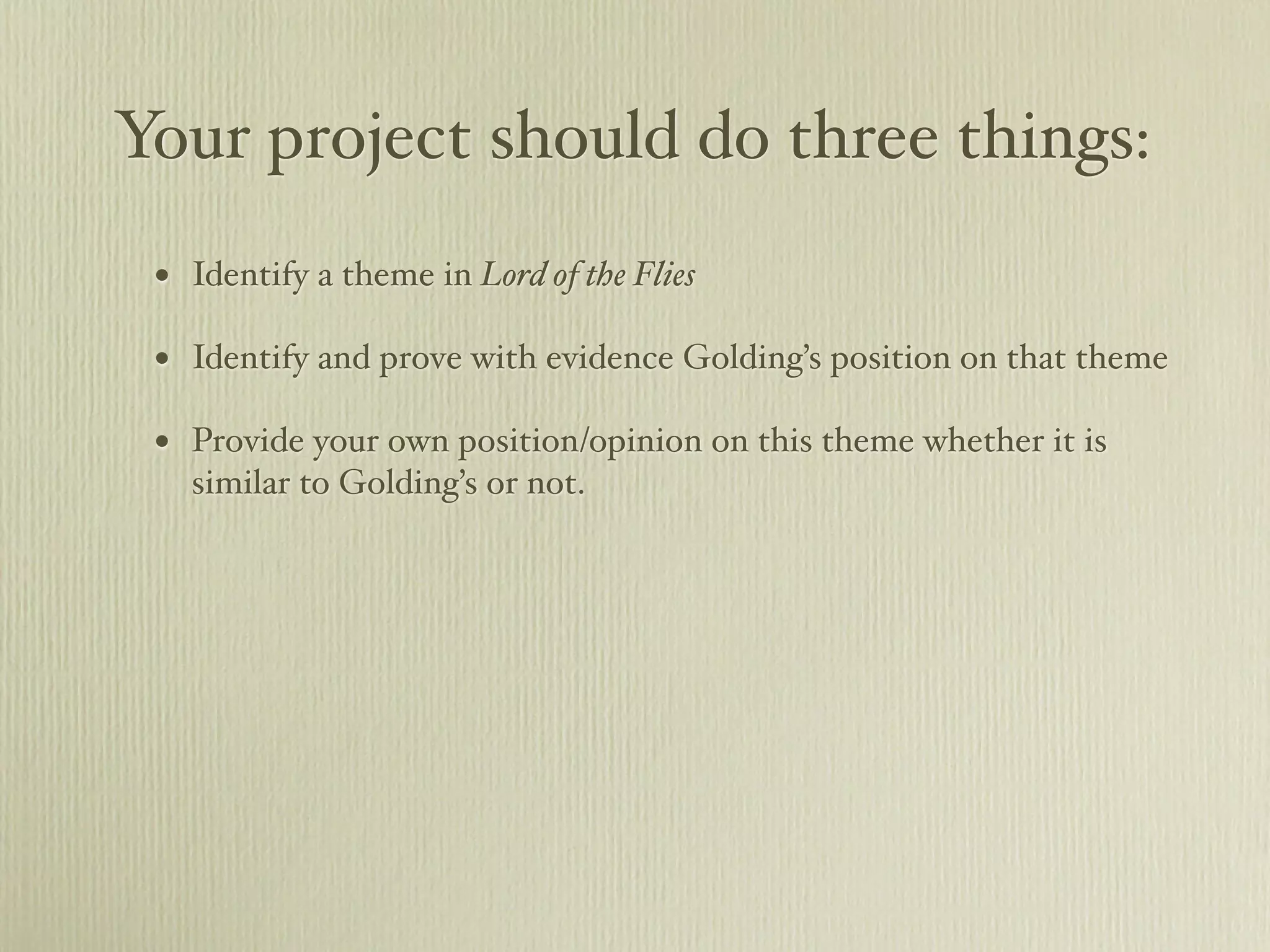 Lord of the Flies Final Project | KEY