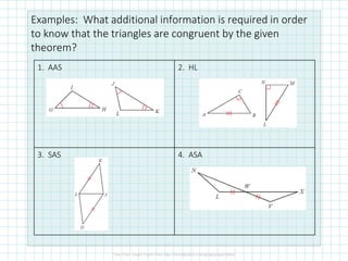 2.7.2 Congruent Triangle Theorems | PDF