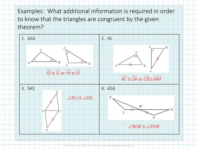 2.7.2 Congruent Triangle Theorems | PPT