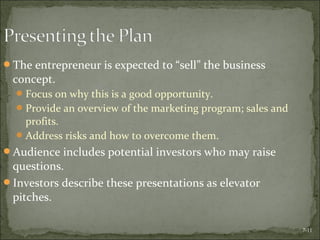 The Business Plan: Creating and Starting the Venture | PPT