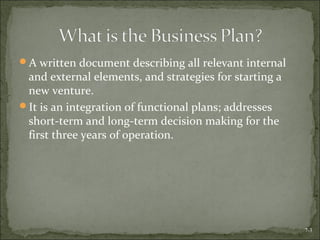 The Business Plan: Creating and Starting the Venture | PPT