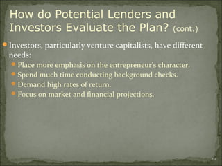 The Business Plan: Creating and Starting the Venture | PPT