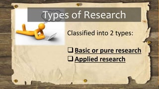 Types of research | PPTX
