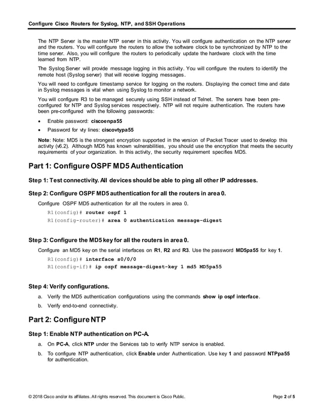 Configure Cisco Routers For Syslog Ntp And Ssh Operations Pdf 3216