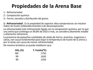 2.2 arenas y mezclas de moldeo espe | PPTX