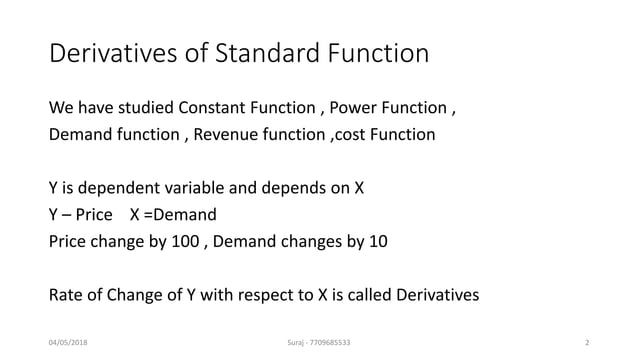 2. derivaties and application of derivaties | PPT