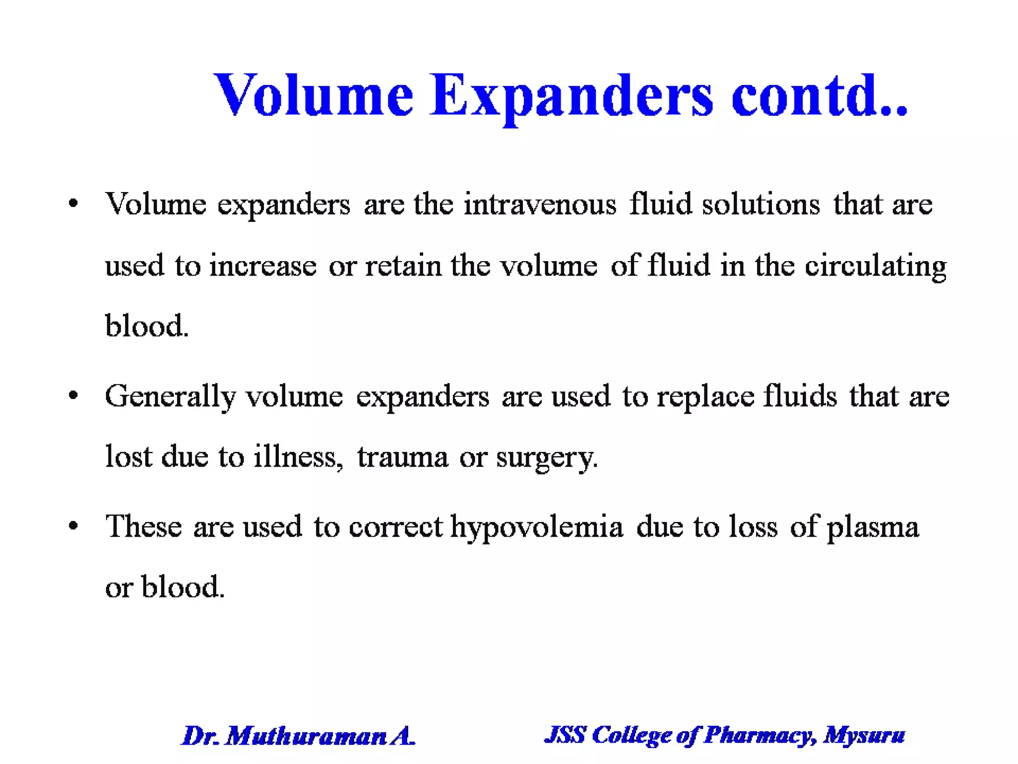 2.1.4 blood and plasma volume expanders | PPT