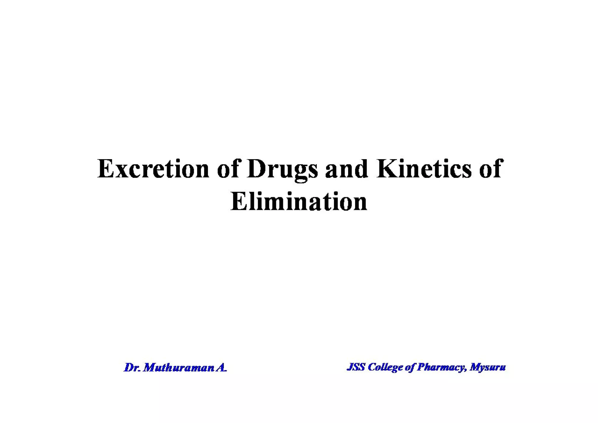 2.3 pharmacokinetics drug excretion | PDF