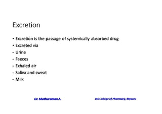 2.3 pharmacokinetics drug excretion | PPT