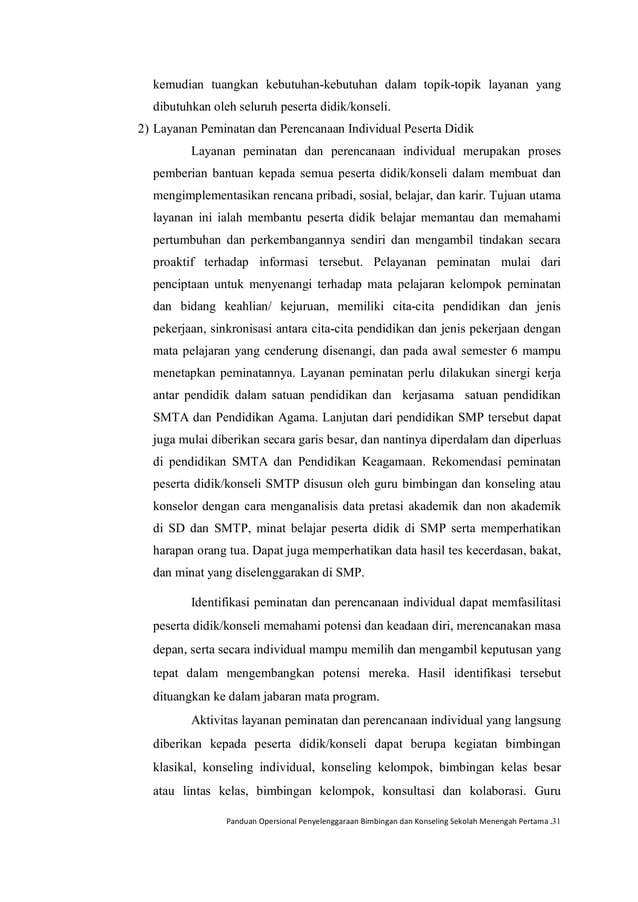 panduan penyelenggaraan BK di SMP | PDF