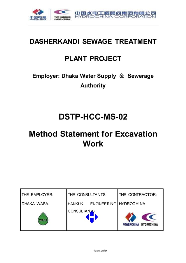 Method statement for structure excavation | DOCX