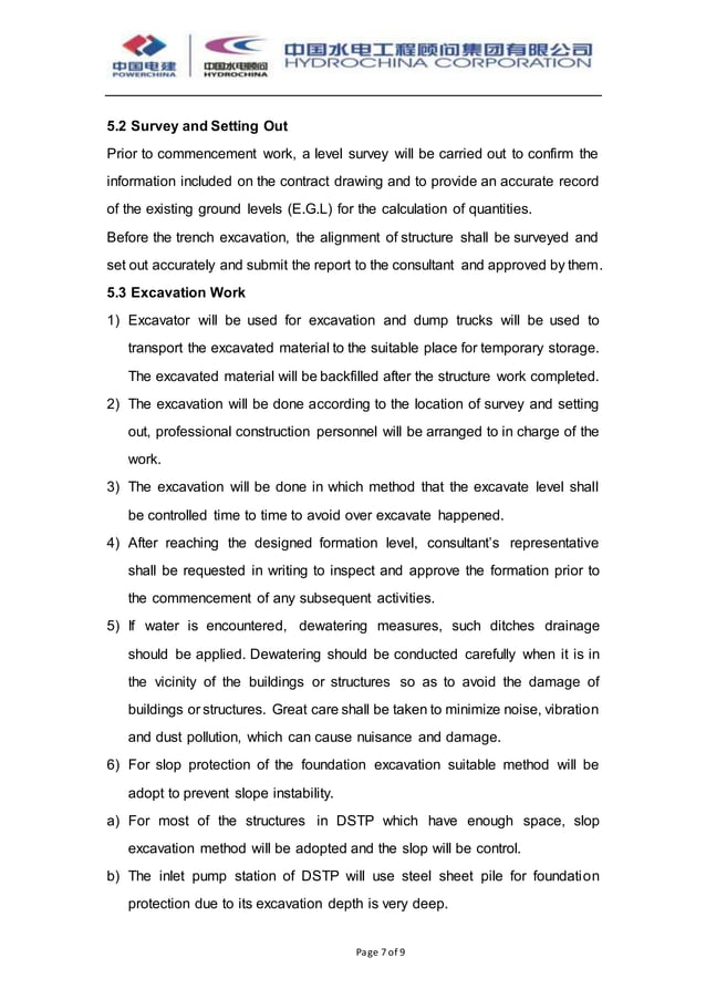 Method statement for structure excavation | DOCX