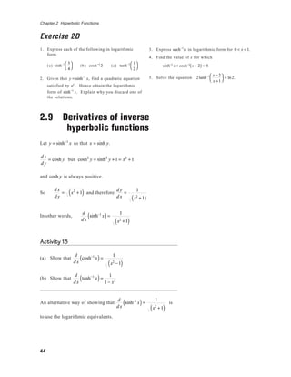 2.hyperbolic functions Further Mathematics Zimbabwe Zimsec Cambridge | PDF