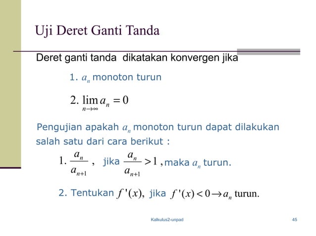 Barisan dan Deret ( Kalkulus 2 ) | PPS