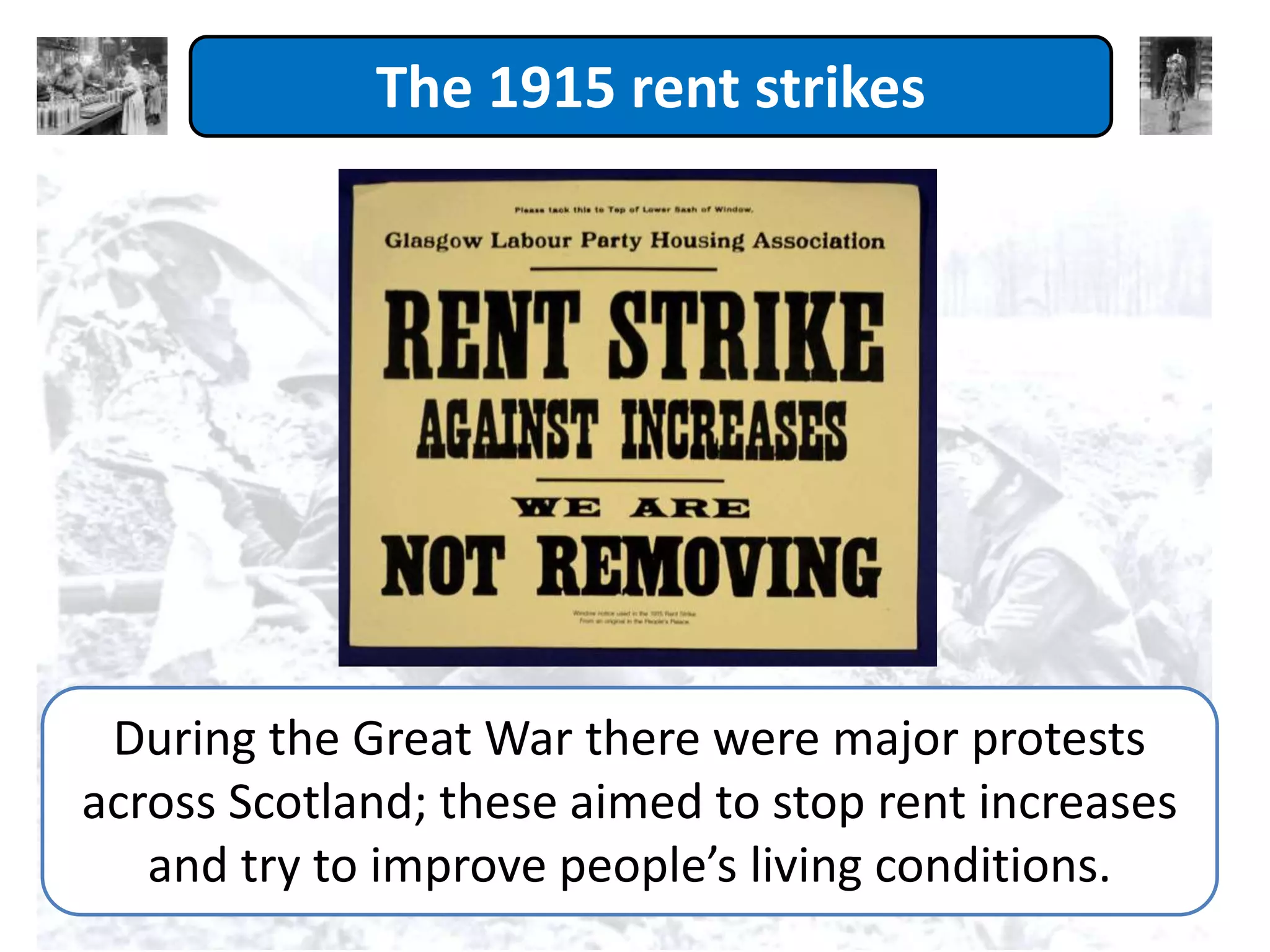 era of the great war - rent strikes | PPTX