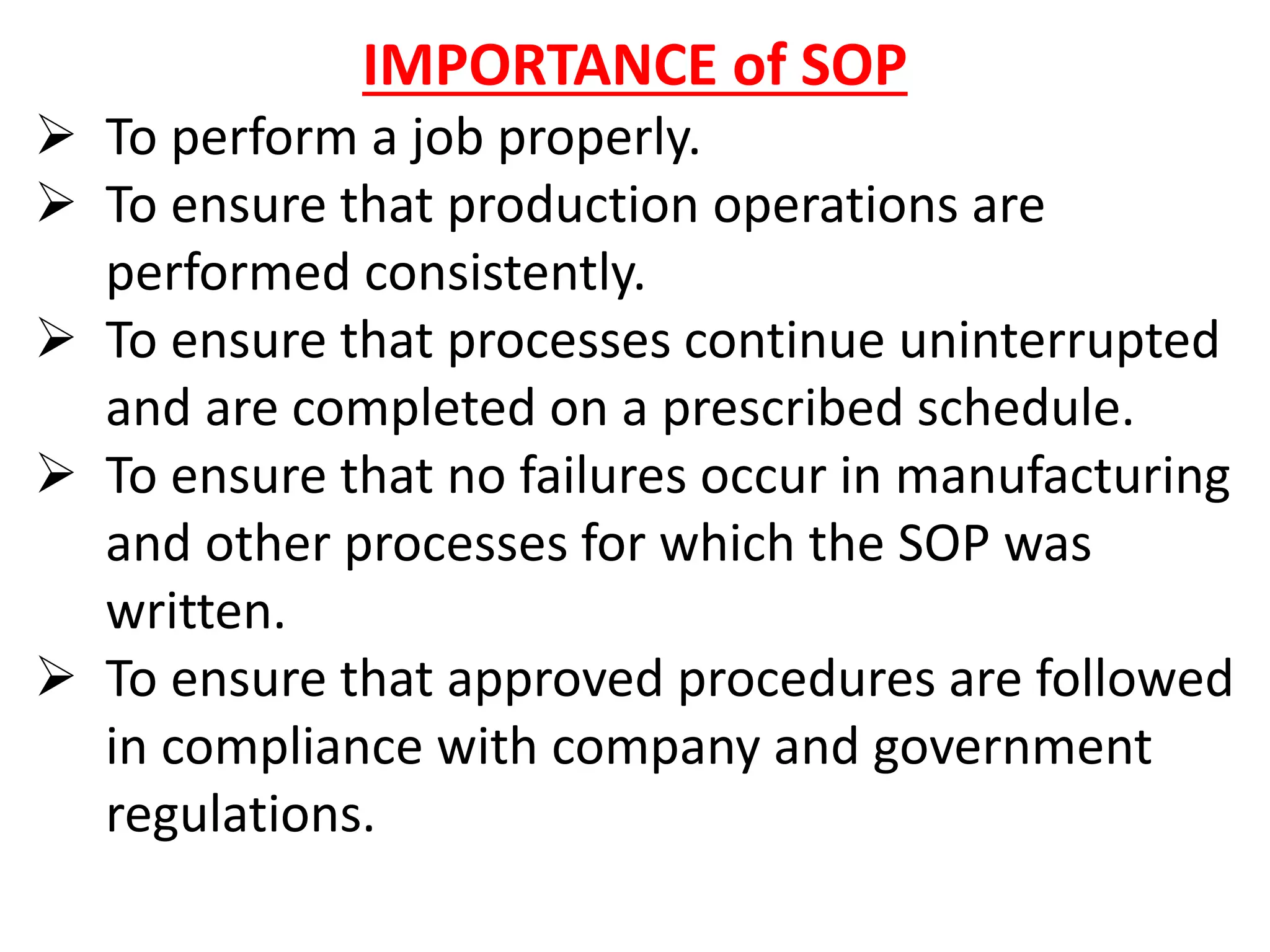 SOP- Standard Operation Procedure. | PPTX