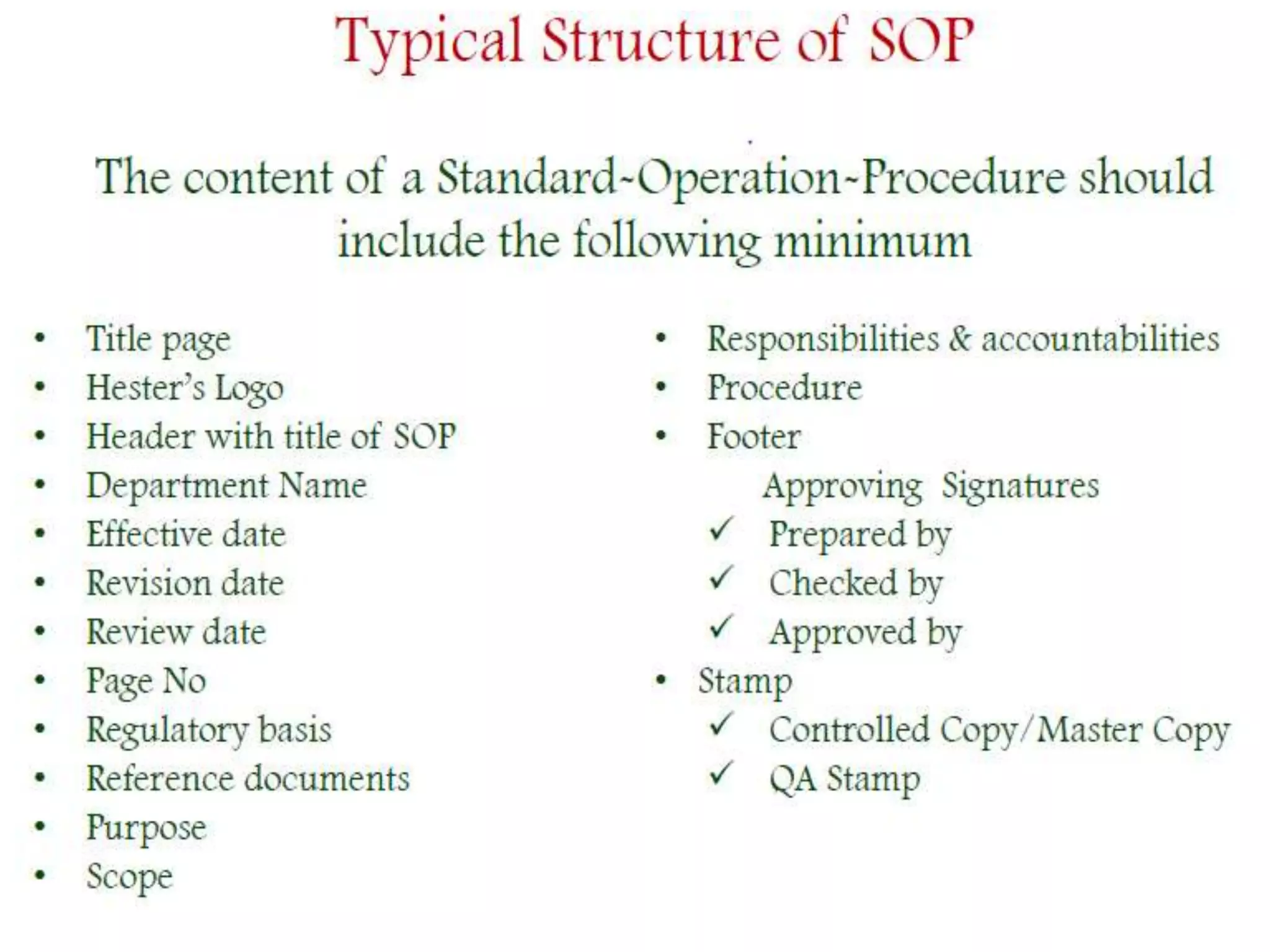 SOP- Standard Operation Procedure. | PPTX