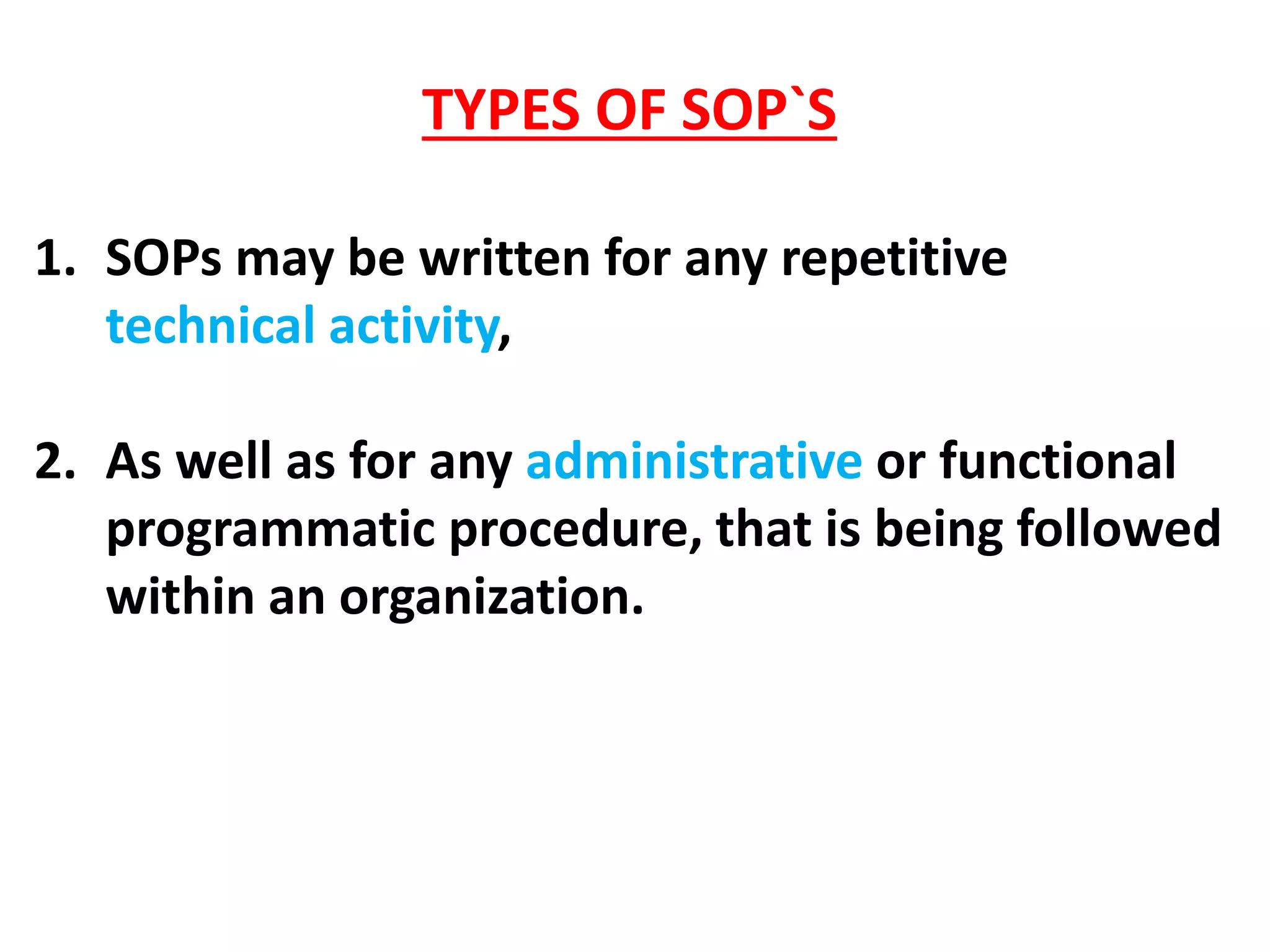 SOP- Standard Operation Procedure. | PPTX