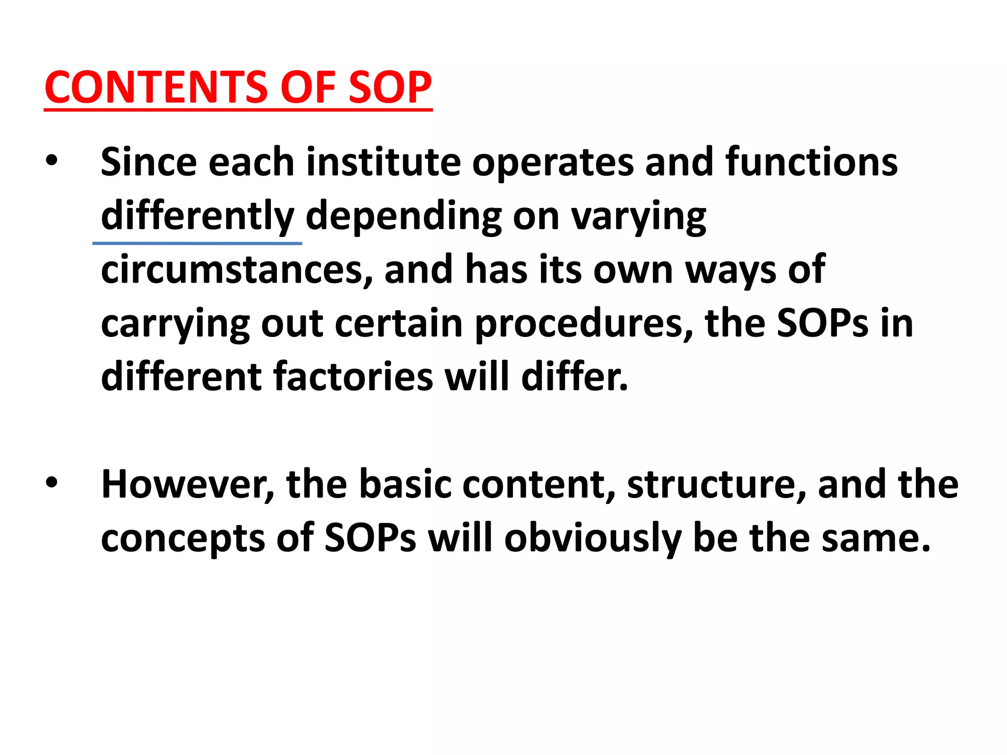 SOP- Standard Operation Procedure. | PPTX