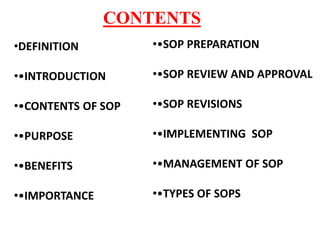 SOP- Standard Operation Procedure. | PPTX