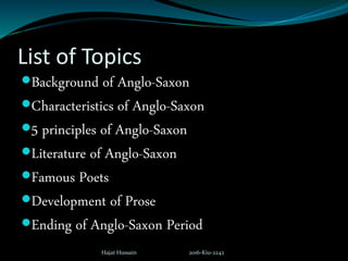 Anglo Saxons Period or Old English | PPTX