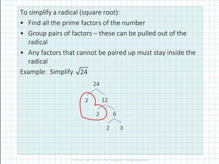 2.3 Simplifying Radicals | PPT