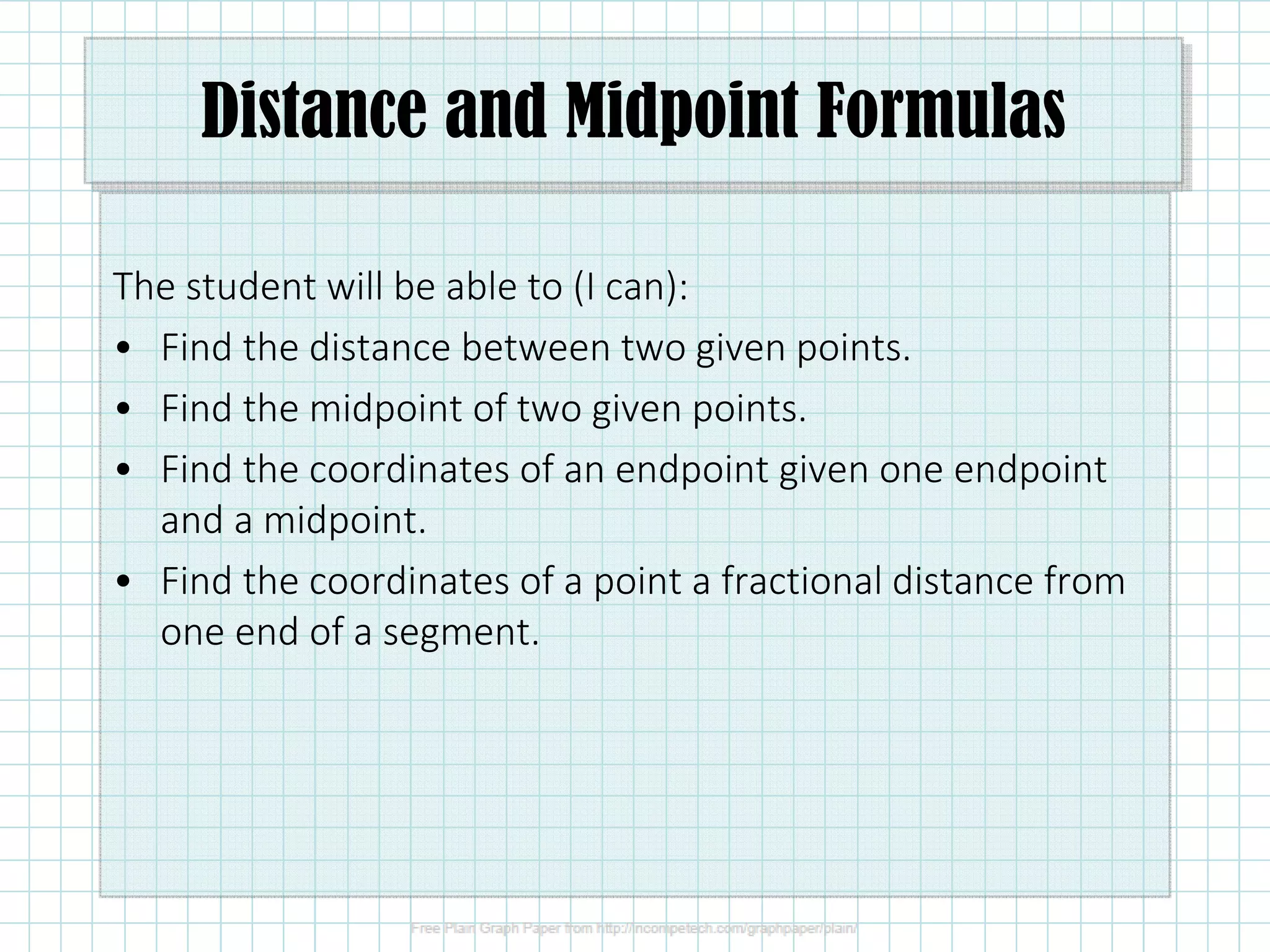 2.3 Distance and Midpoint Formulas | PDF