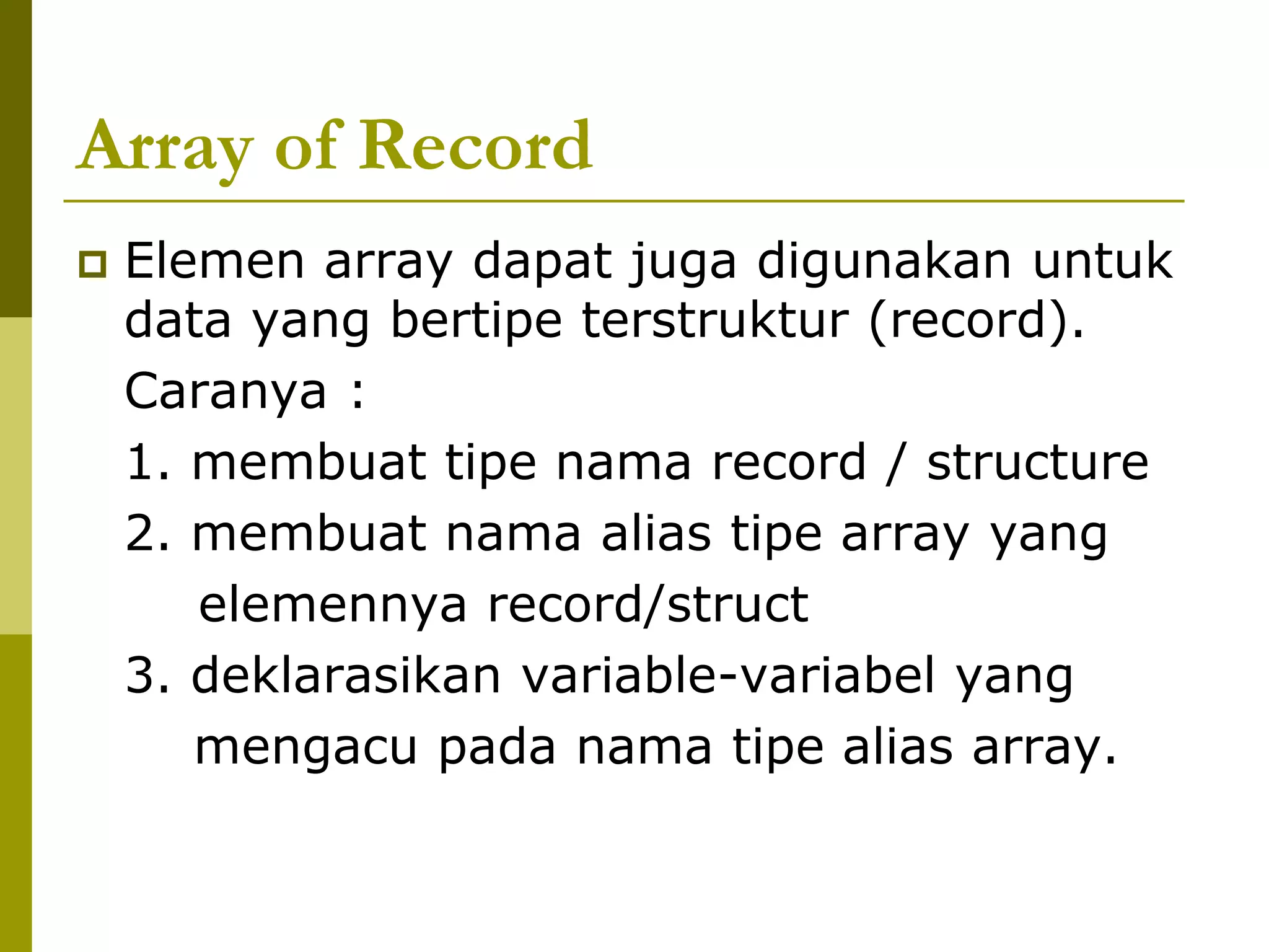 2. Array of Record (Struktur Data) | PDF