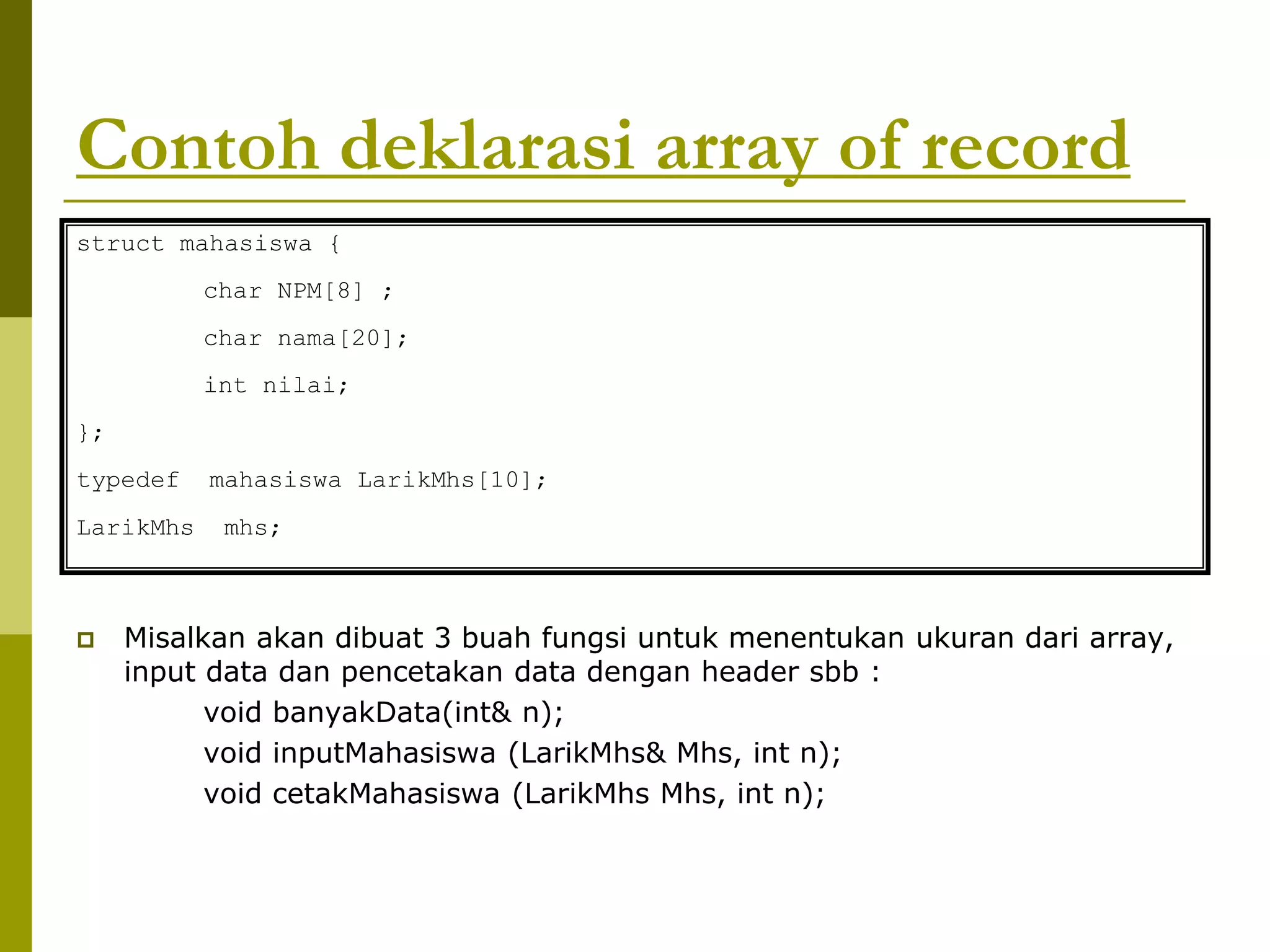 2. Array of Record (Struktur Data) | PDF