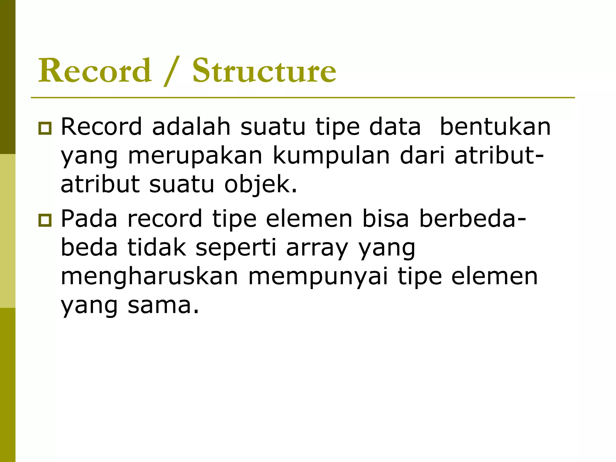 2. Array of Record (Struktur Data) | PDF