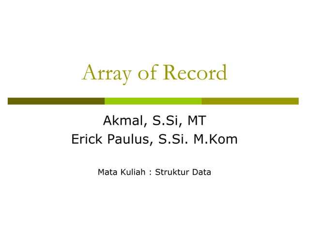2. Array of Record (Struktur Data) | PDF