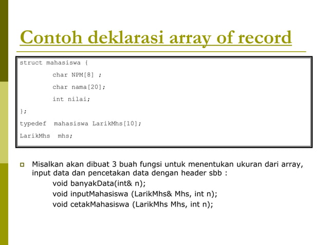 2. Array of Record (Struktur Data) | PDF