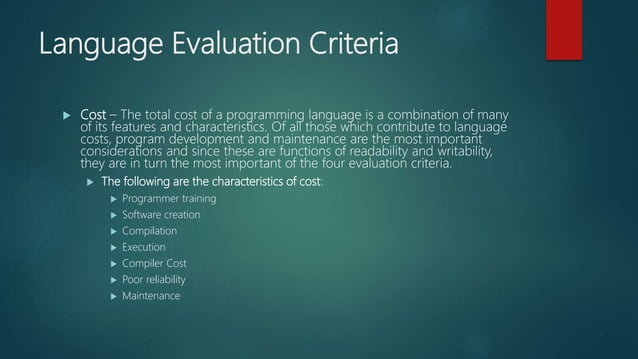 2.2. language evaluation criteria | PPTX | Programming Languages ...