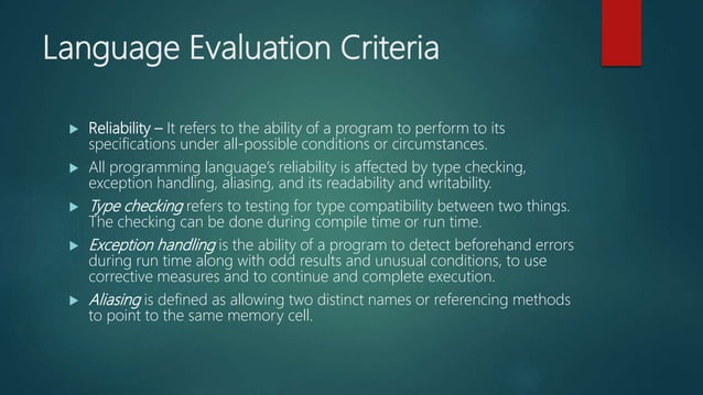 22 Language Evaluation Criteria 