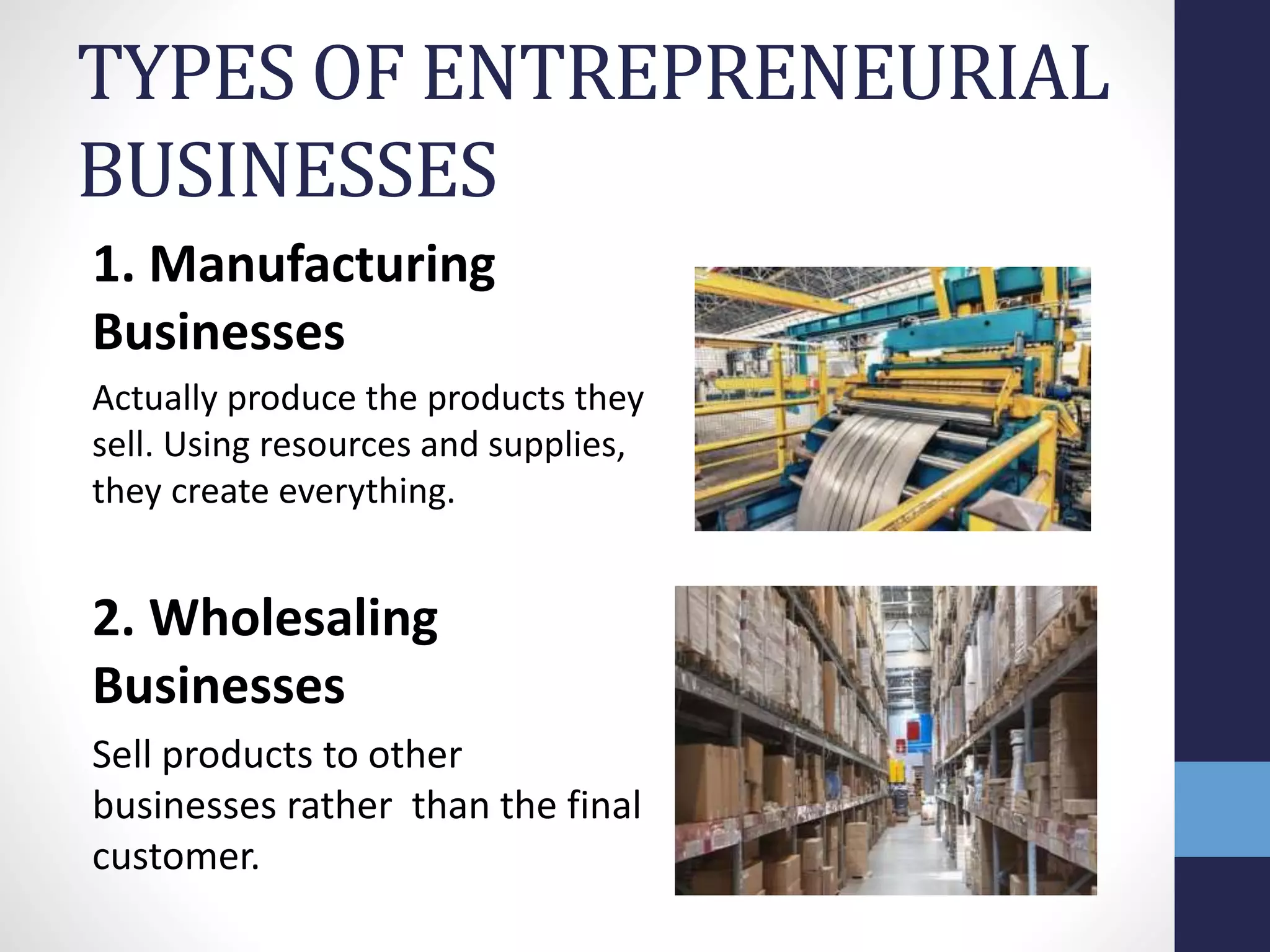 Types of Entrepreneurial Businesses | PPTX