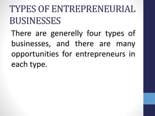Types of Entrepreneurial Businesses | PPTX