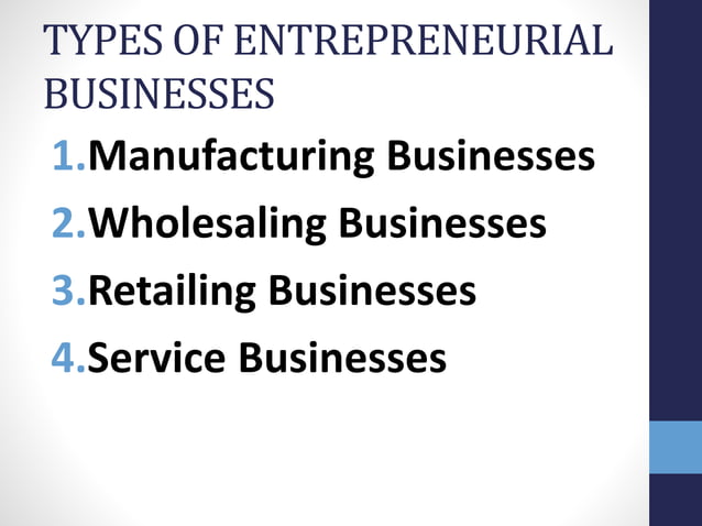 Types of Entrepreneurial Businesses | PPTX