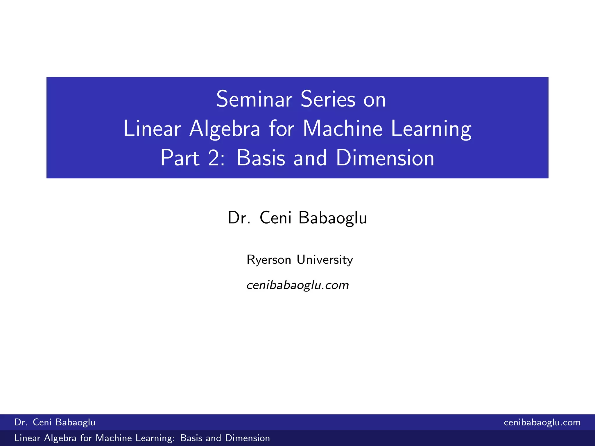 2. Linear Algebra for Machine Learning: Basis and Dimension | PDF
