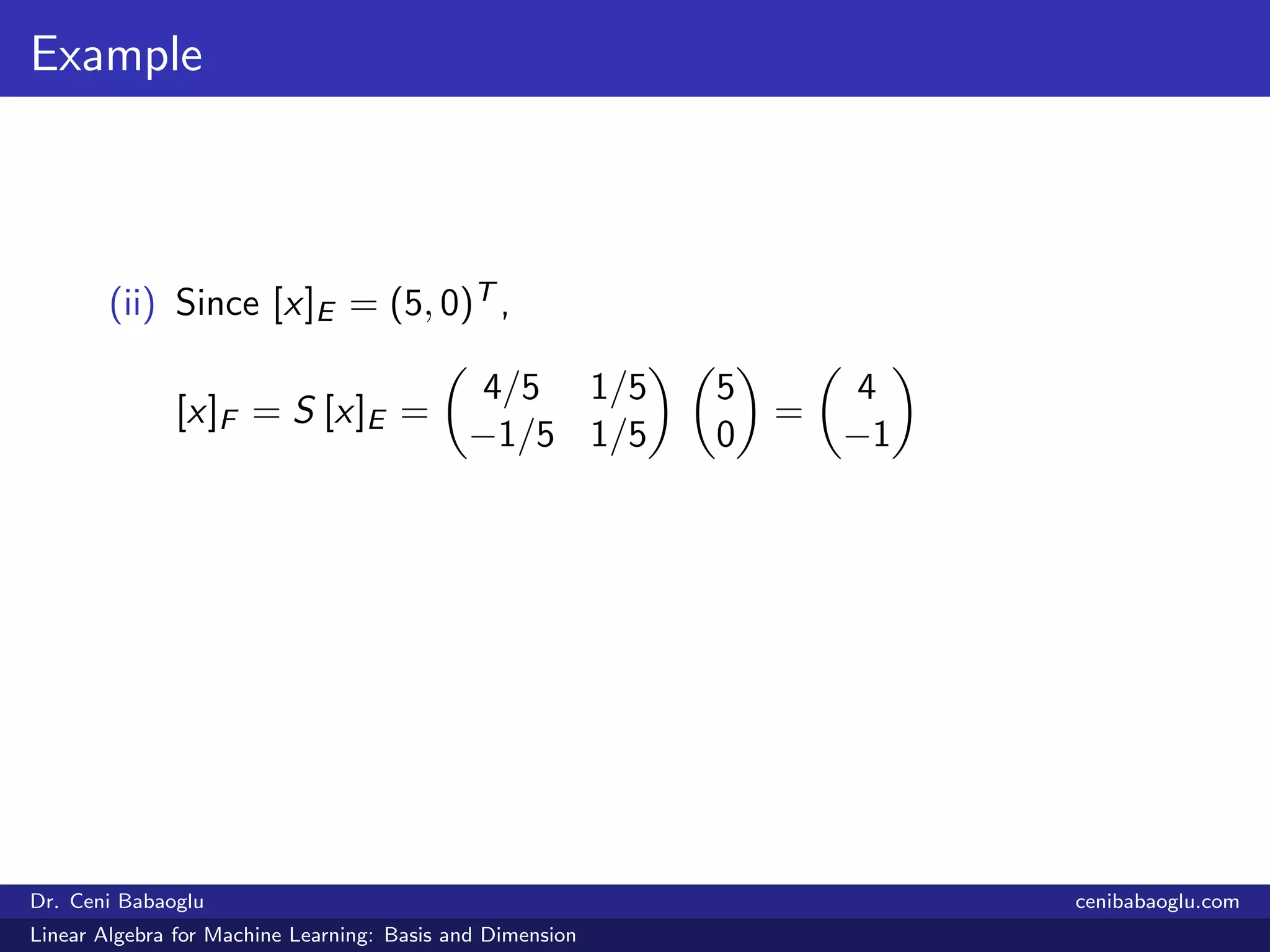 2. Linear Algebra for Machine Learning: Basis and Dimension | PDF