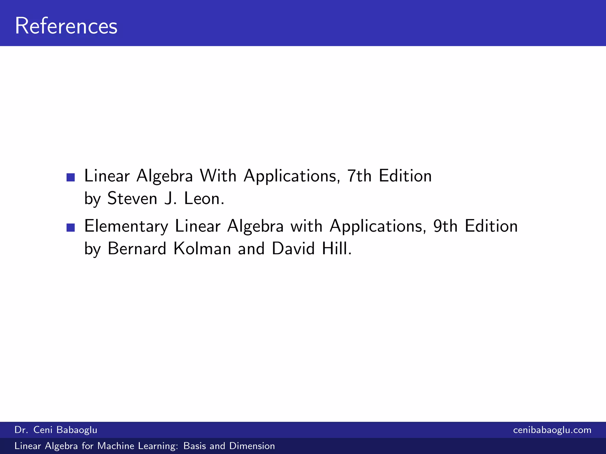 2. Linear Algebra for Machine Learning: Basis and Dimension | PDF