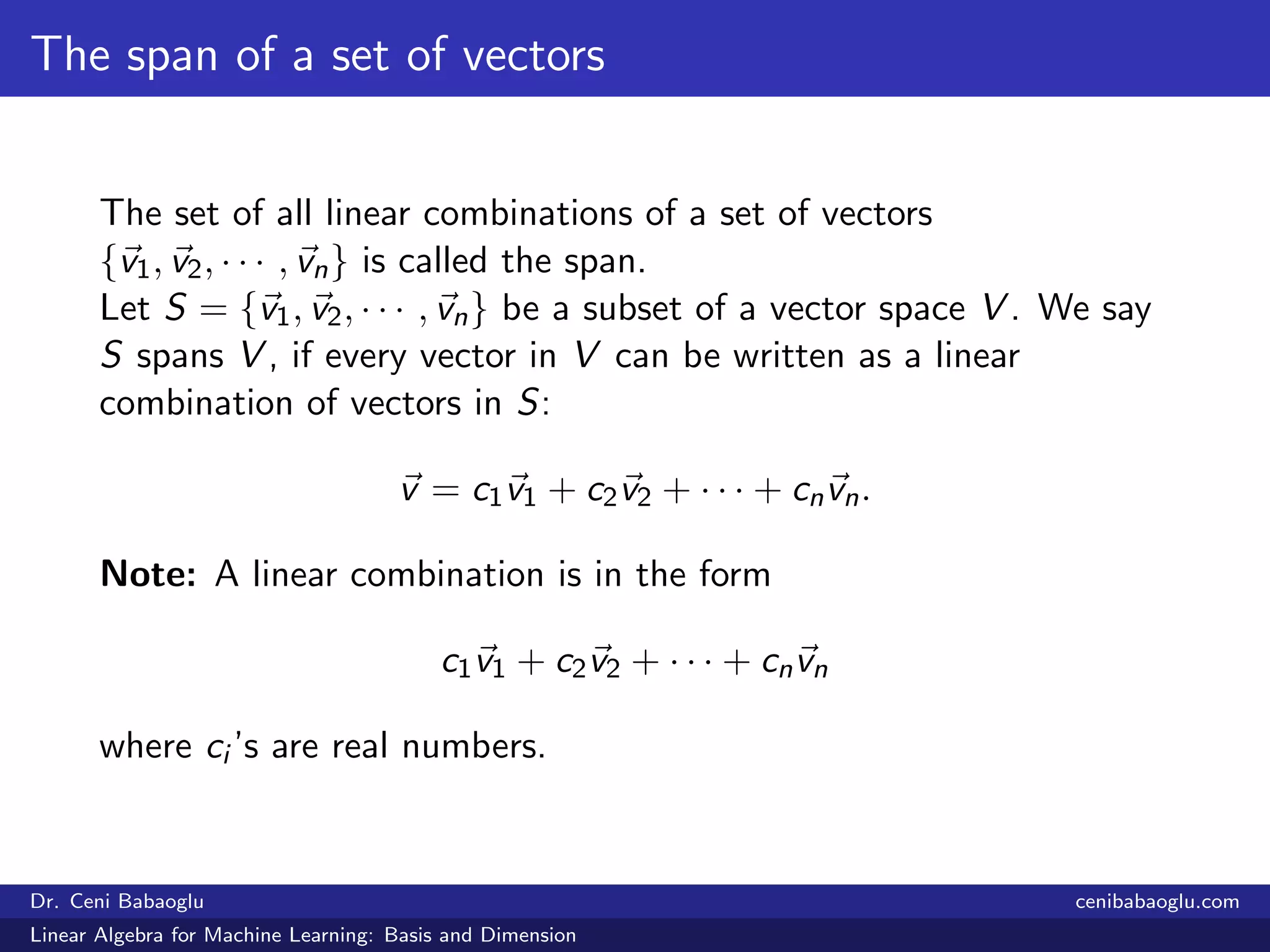 2. Linear Algebra for Machine Learning: Basis and Dimension | PDF