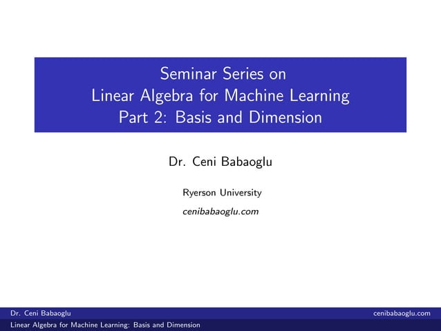 2. Linear Algebra for Machine Learning: Basis and Dimension | PDF | Programming Languages ...