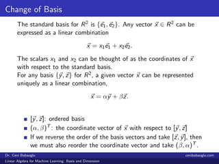 2. Linear Algebra for Machine Learning: Basis and Dimension | PDF